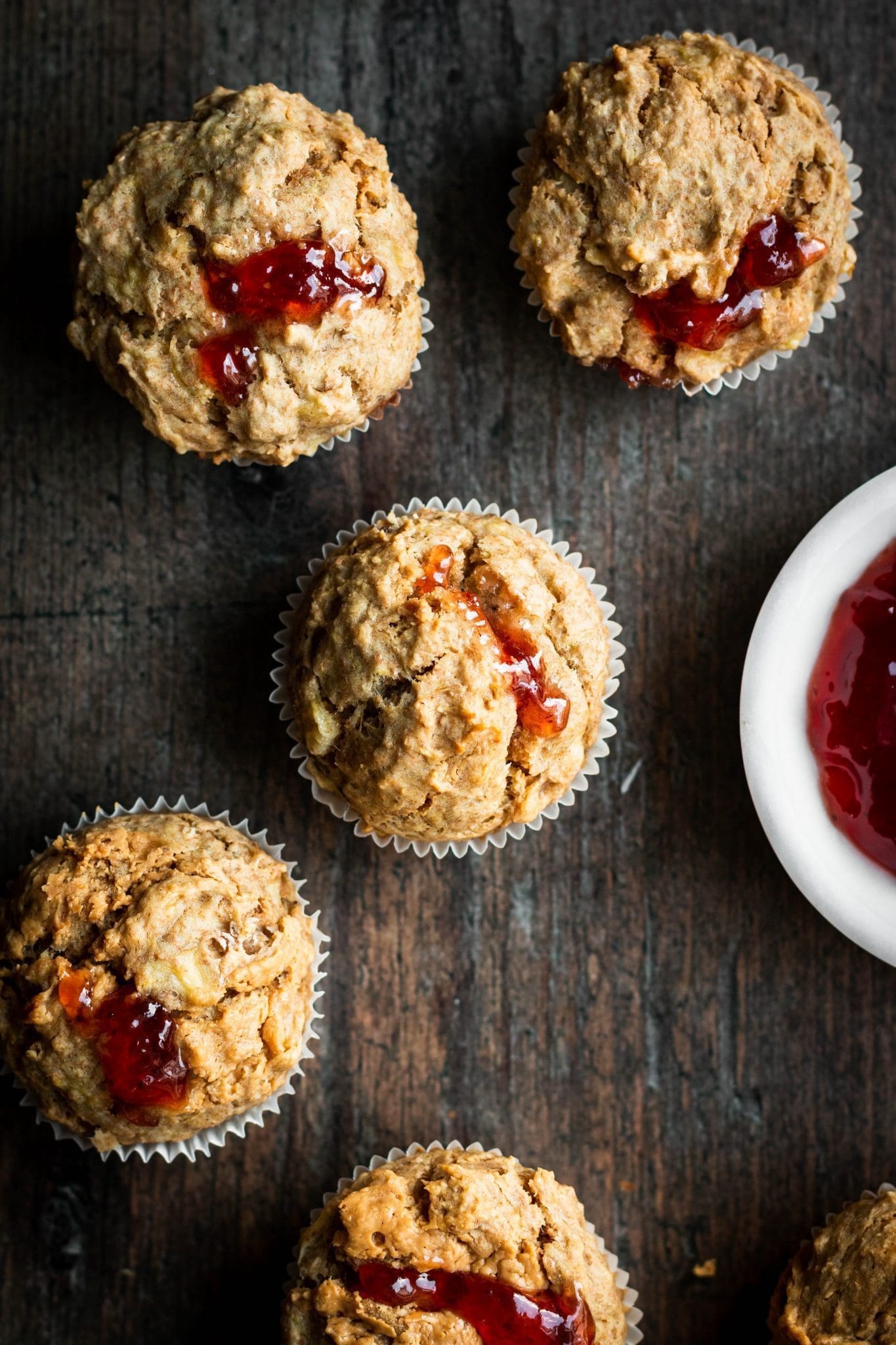 Fruit-Sweetened Peanut Butter & Jelly Muffins - Nourished by Caroline